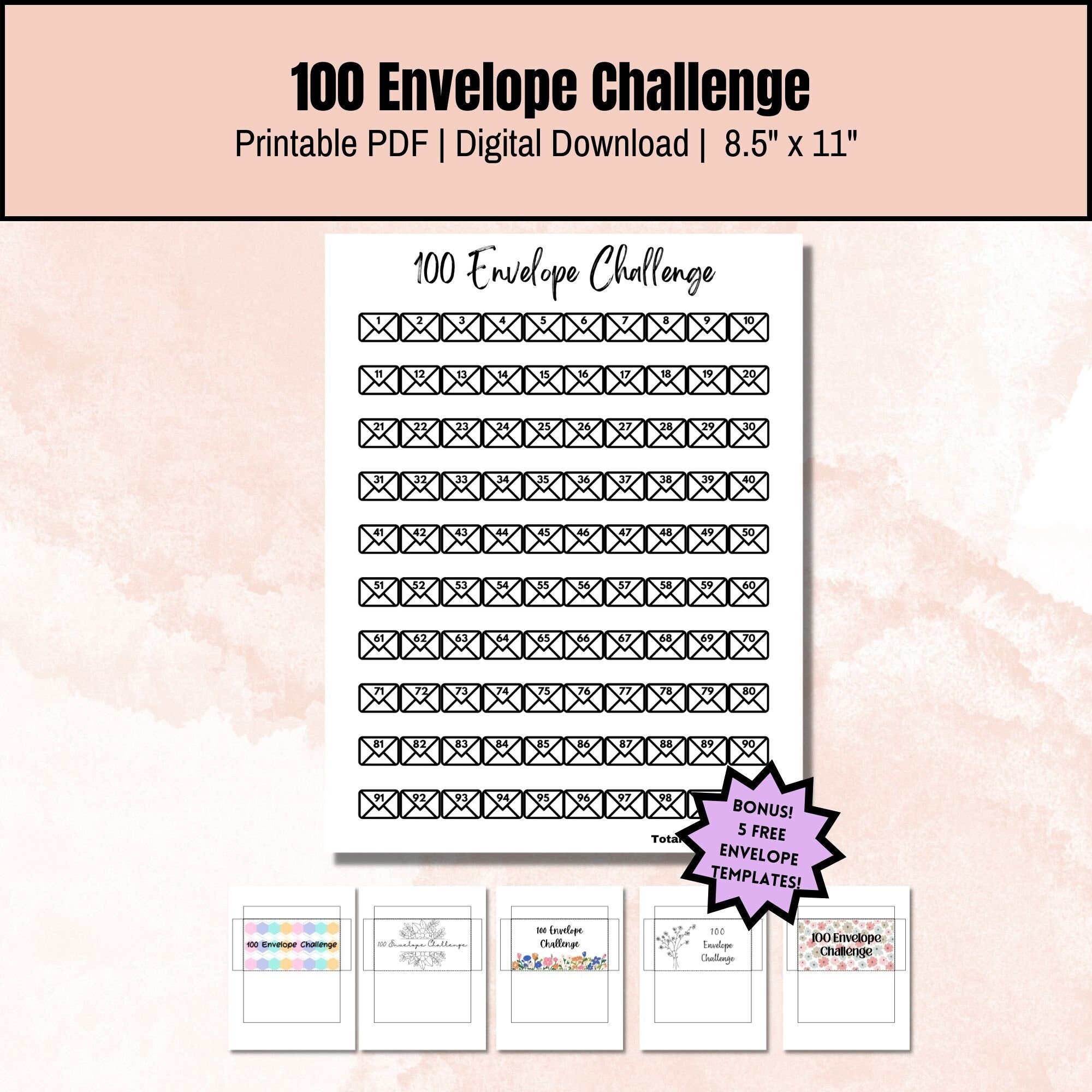 100 Envelope Challenge Saving Challenges Cash Budget - Etsy