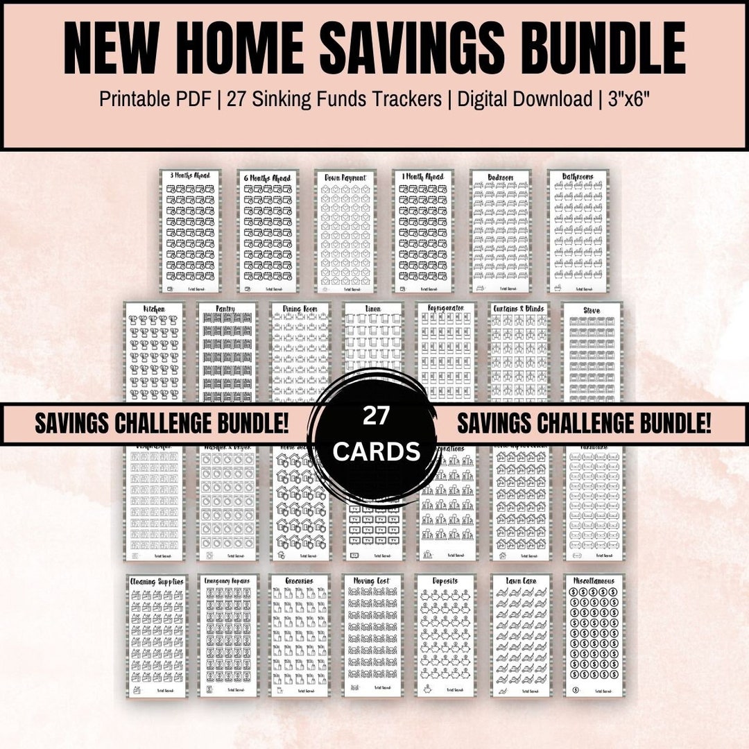 New Home Savings Printable Challenge Bundle, New House Fund, Home ...