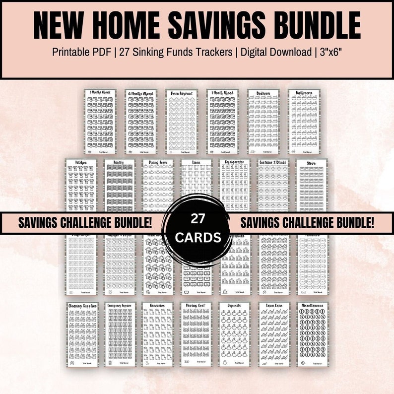 New Home Savings Printable Challenge Bundle, New House Fund, Home ...