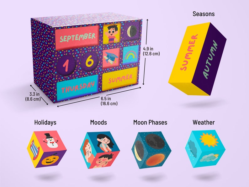 3D Perpetual Calendar Printable Papercraft Kids Homeschool - Etsy