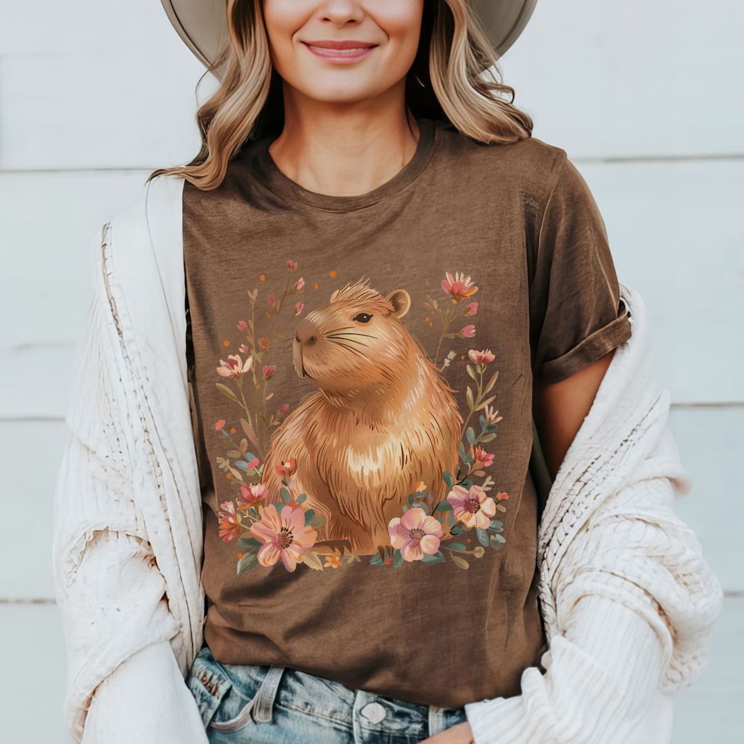 Cute Capybara Floral Shirt for Capybara Lover Capybara Tshirt Gift for ...