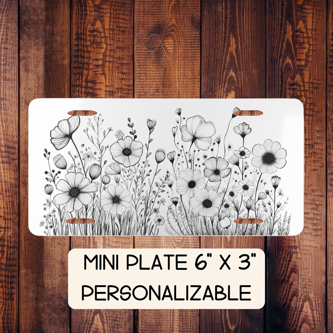 Floral Mini Licence Plate, Bicycle Plate for Bikes,small Name Plate for ...
