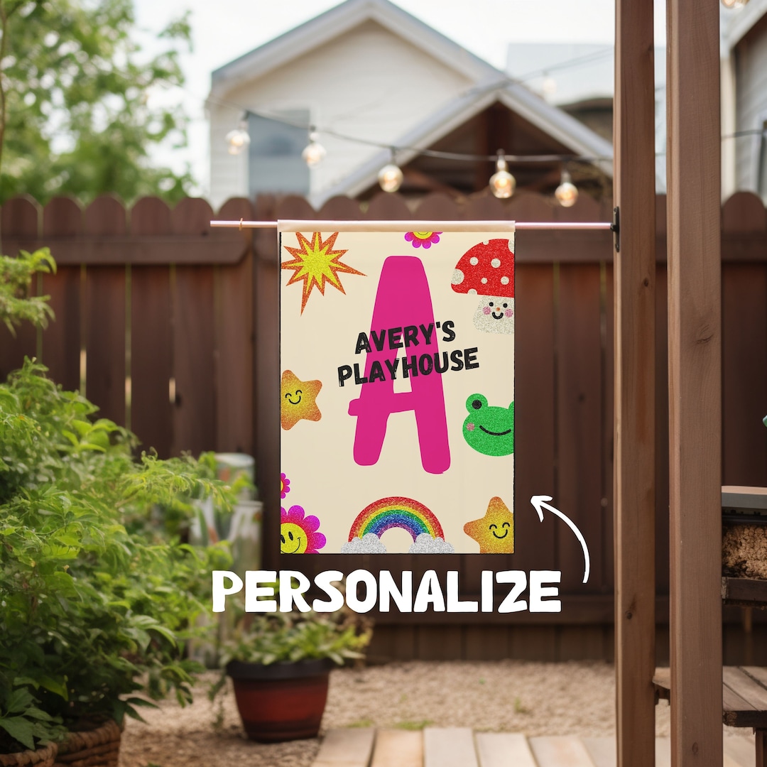 Personalizeed Initial Playhouse Banner, Playground Flag, Custom Kids ...