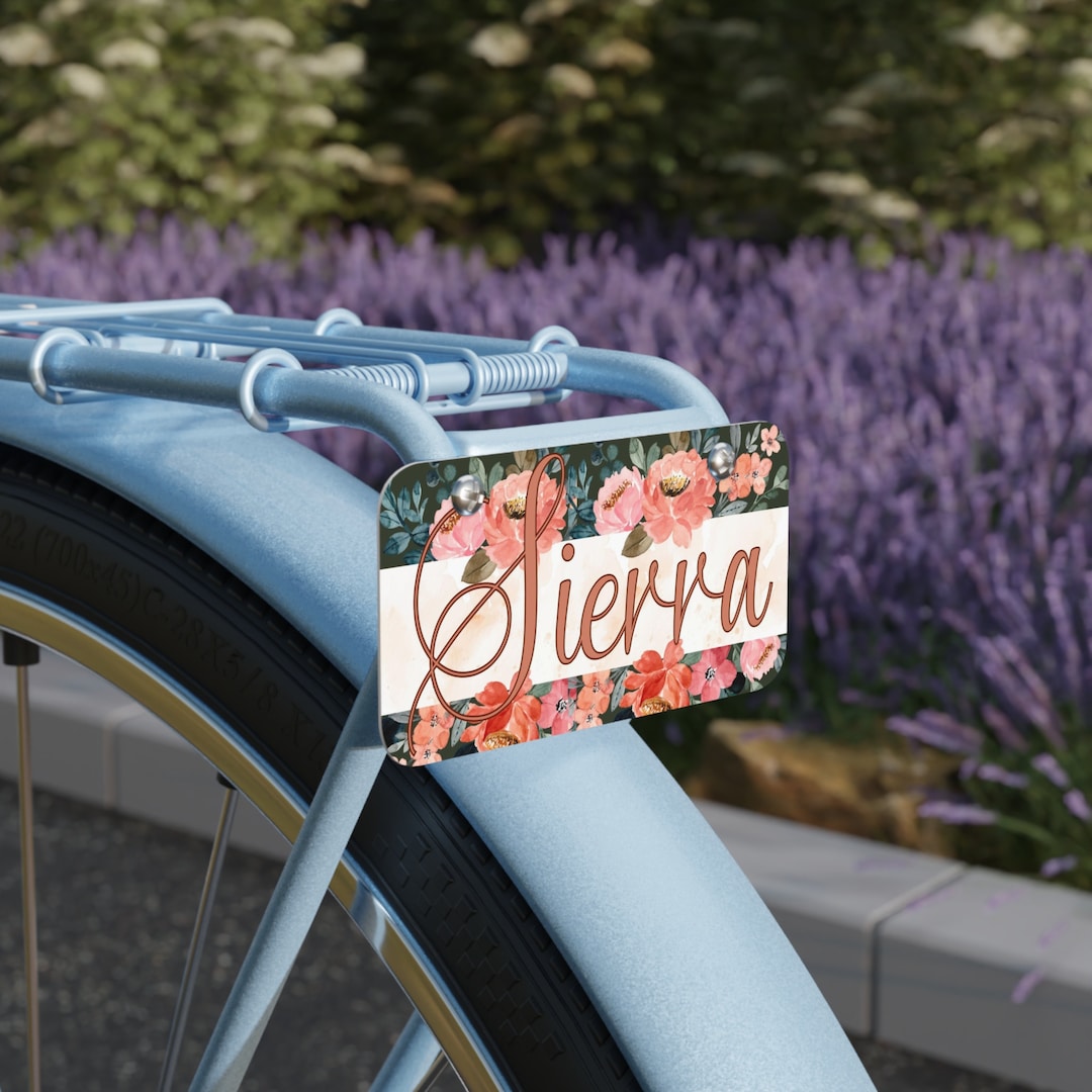 Personalized Mini License Plate, Watercolour Floral Bicycle Plate ...
