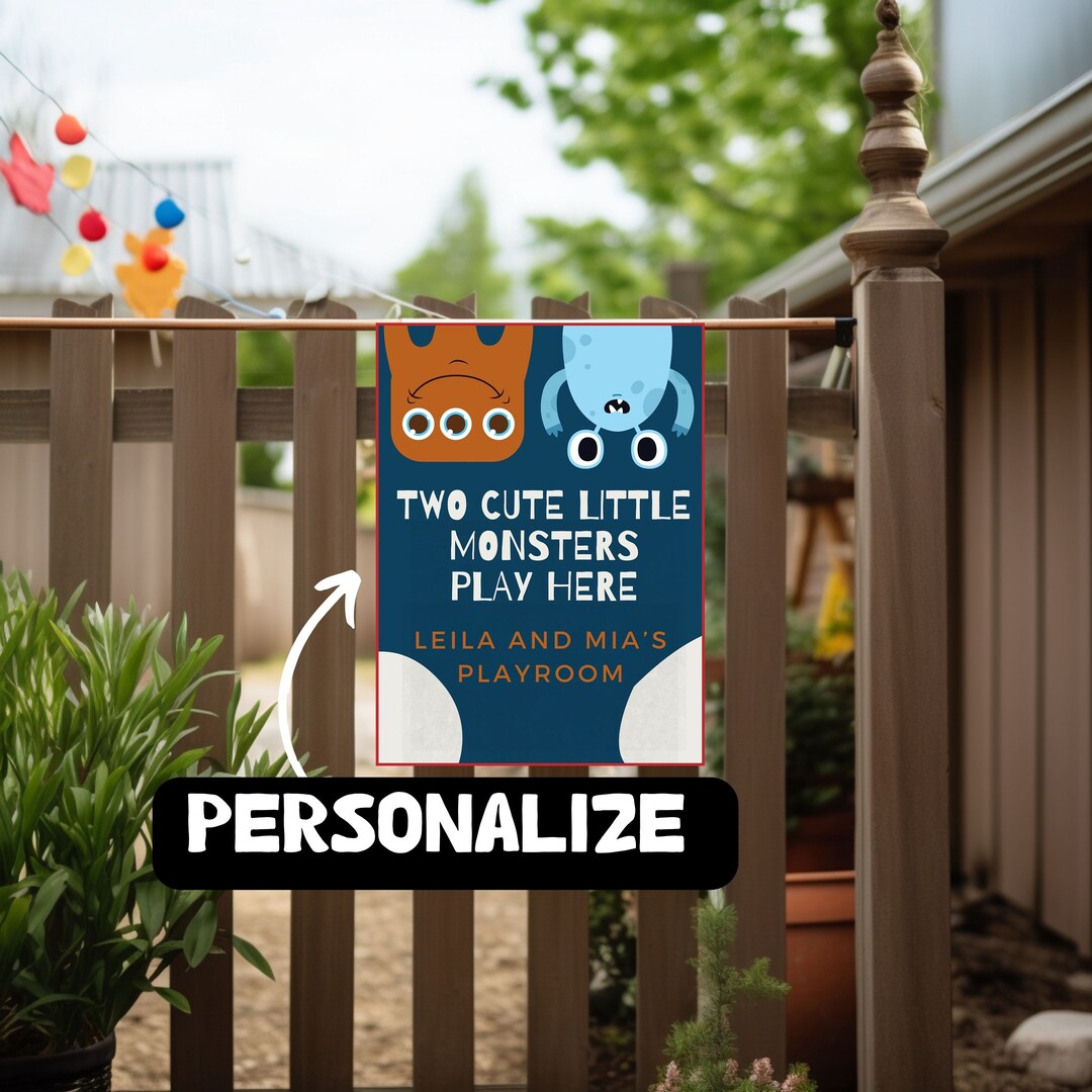 Cute Personalized Monster Flag for Kids Playroom, Children's Playhouse ...