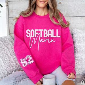 Softball Mama Sweatshirt for Softball Mom Personalized Sleeve Shirt for ...