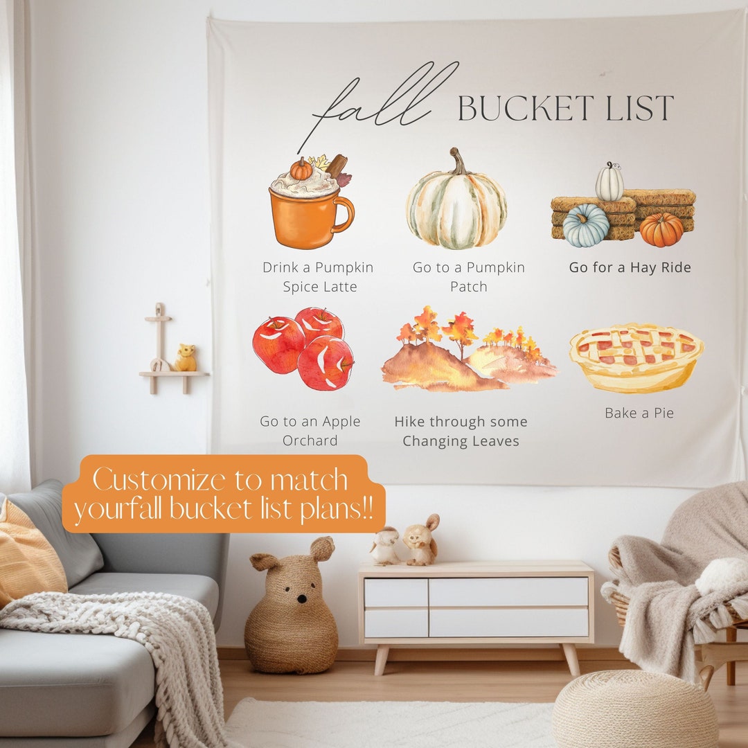 Fall Bucket List Wall Decor Customizable Fall Art Pumpkin Season Wall ...