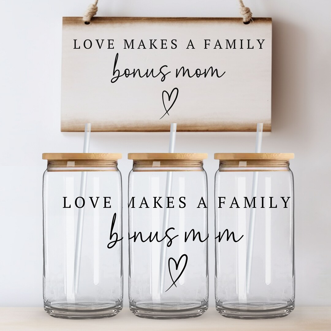 Bonus Mom Gifts, Minimalist Bonus Mama Design Sipper Glass 16oz ...