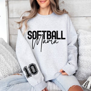 Softball Mama Sweatshirt for Softball Mom Personalized Sleeve Shirt for ...