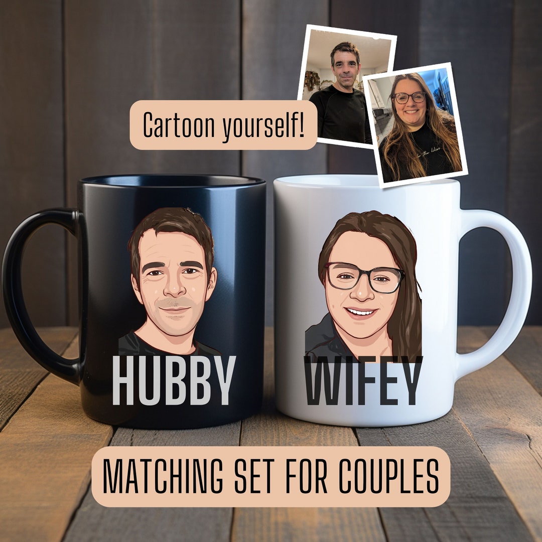 Funny Photo Mugs, Matching Mugs for Couples, Cartoon Mugs Gift for ...