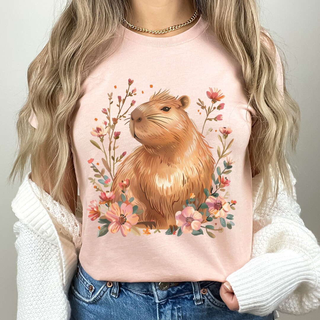 Cute Capybara Floral Shirt for Capybara Lover Capybara Tshirt Gift for ...