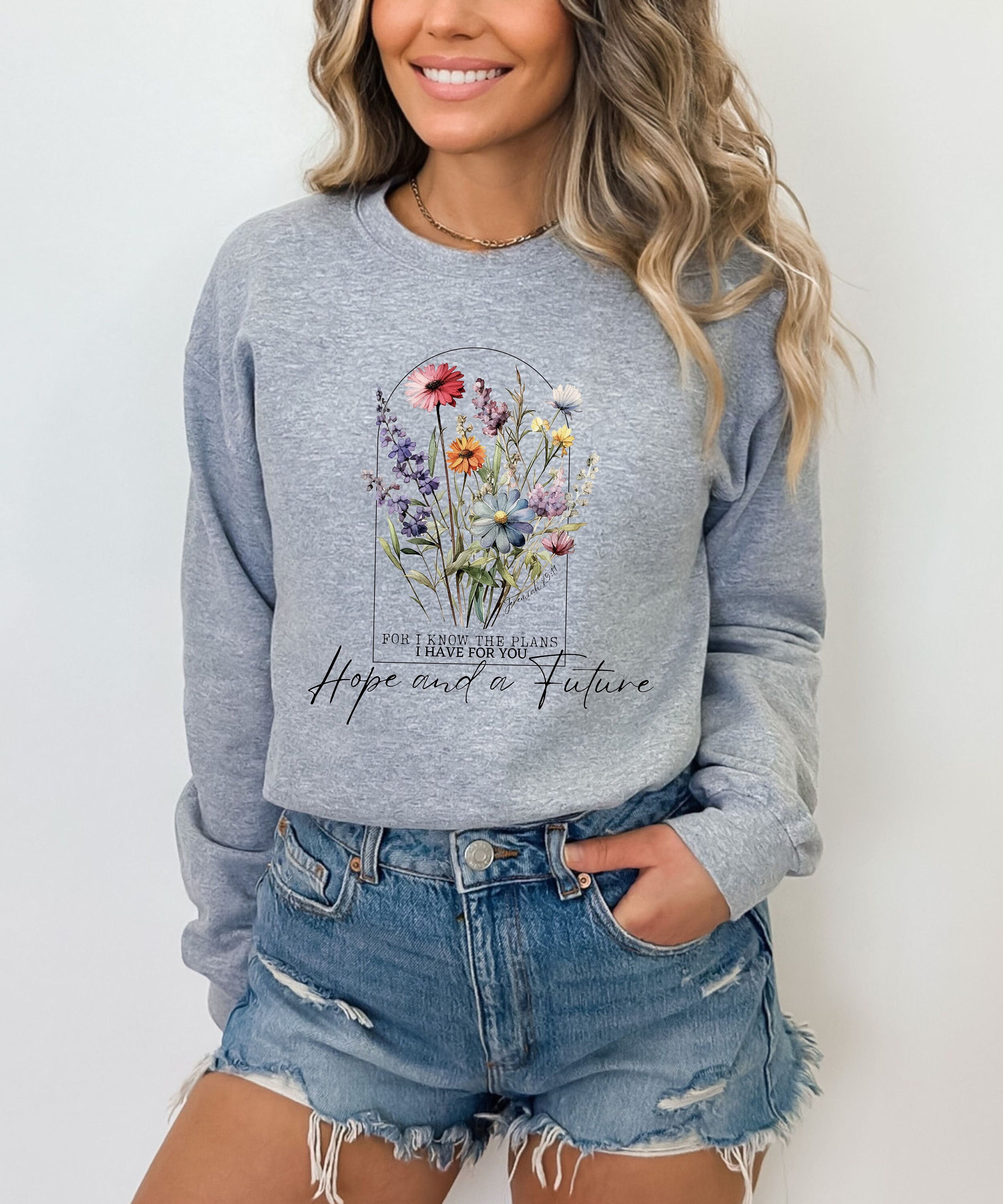 Christian Sweater for Women Shirt for Believers Jeremiah 29 Hope and a ...