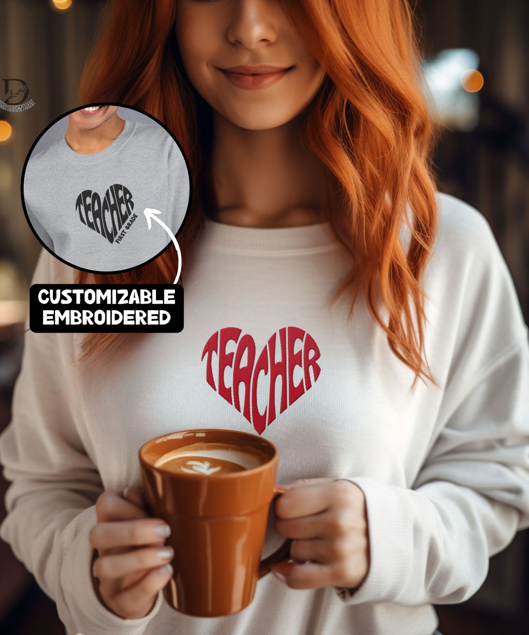 Personalized Embroidered Teacher Sweater for First Day of School Custom ...
