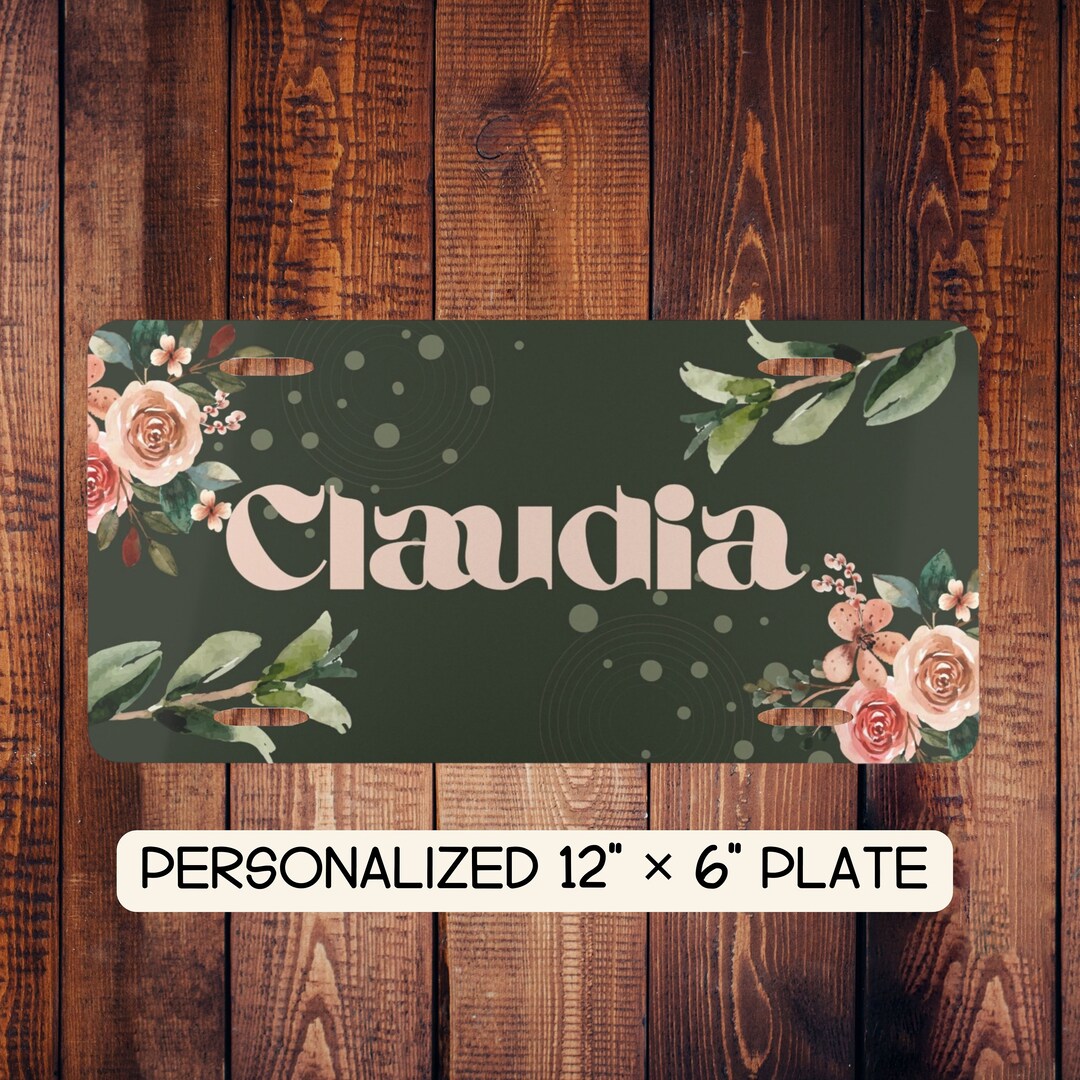 Personalized Vanity Plate, Floral Watercolour Custom License Plate ...