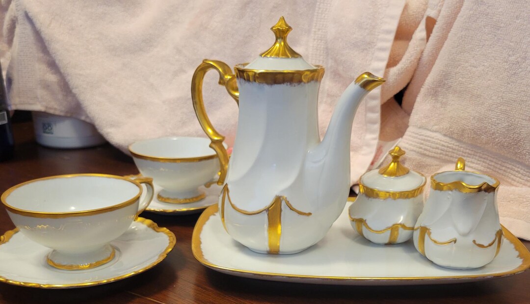 142P- Handmade Tea Set With 22K Gold Trim, Sold in Complete Set - Etsy