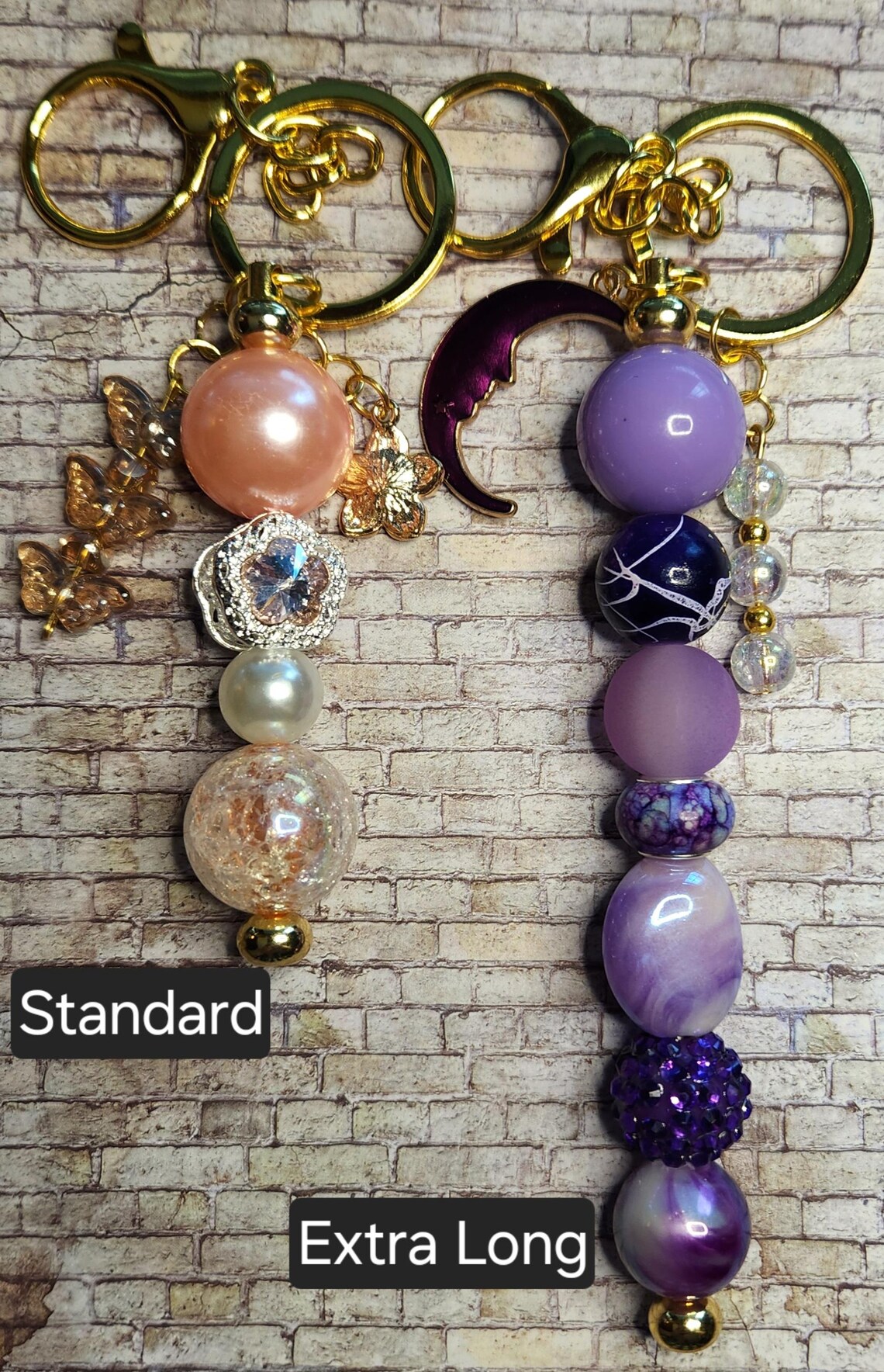 Custom Beaded Keychain: Extra Long, Sparkling Charms - Etsy