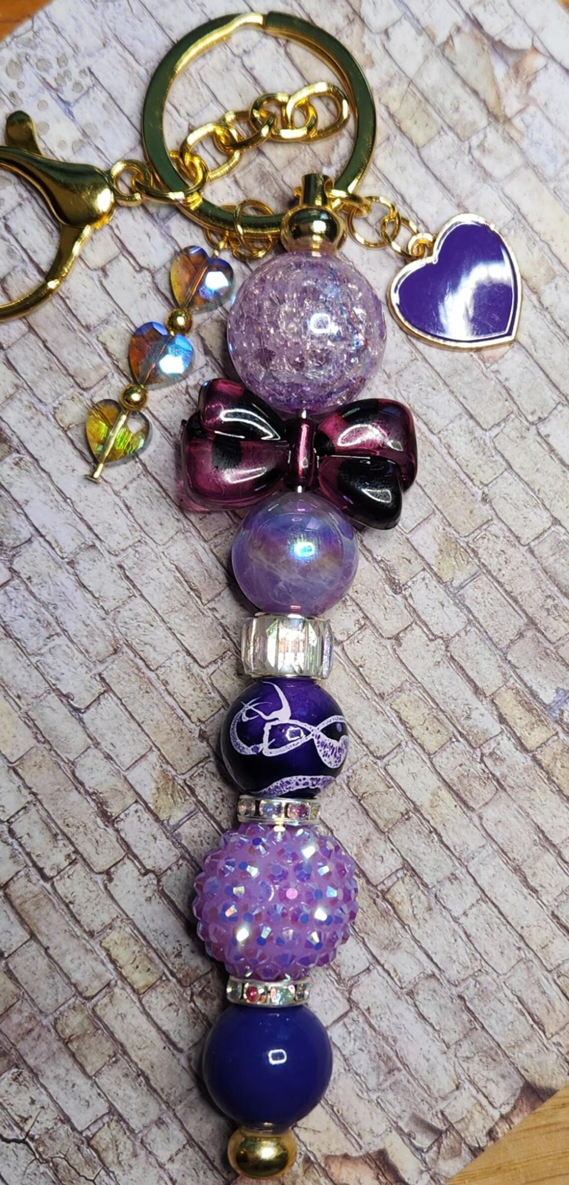 Custom Beaded Keychain: Extra Long, Sparkling Charms - Etsy