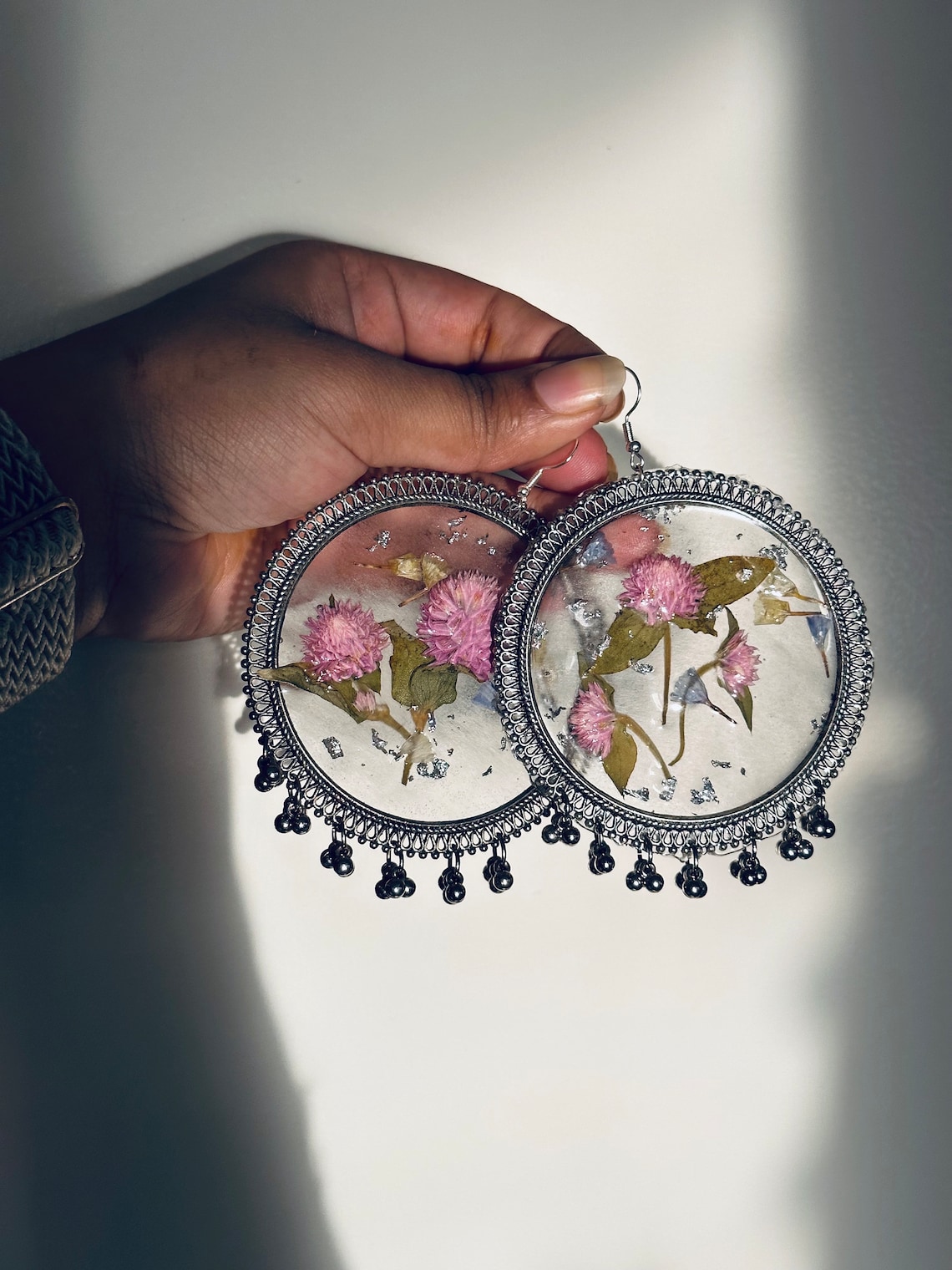 Big Statement Jhumkay Earrings, Floral Resin Jhumka, Silver Jhumki Sets ...