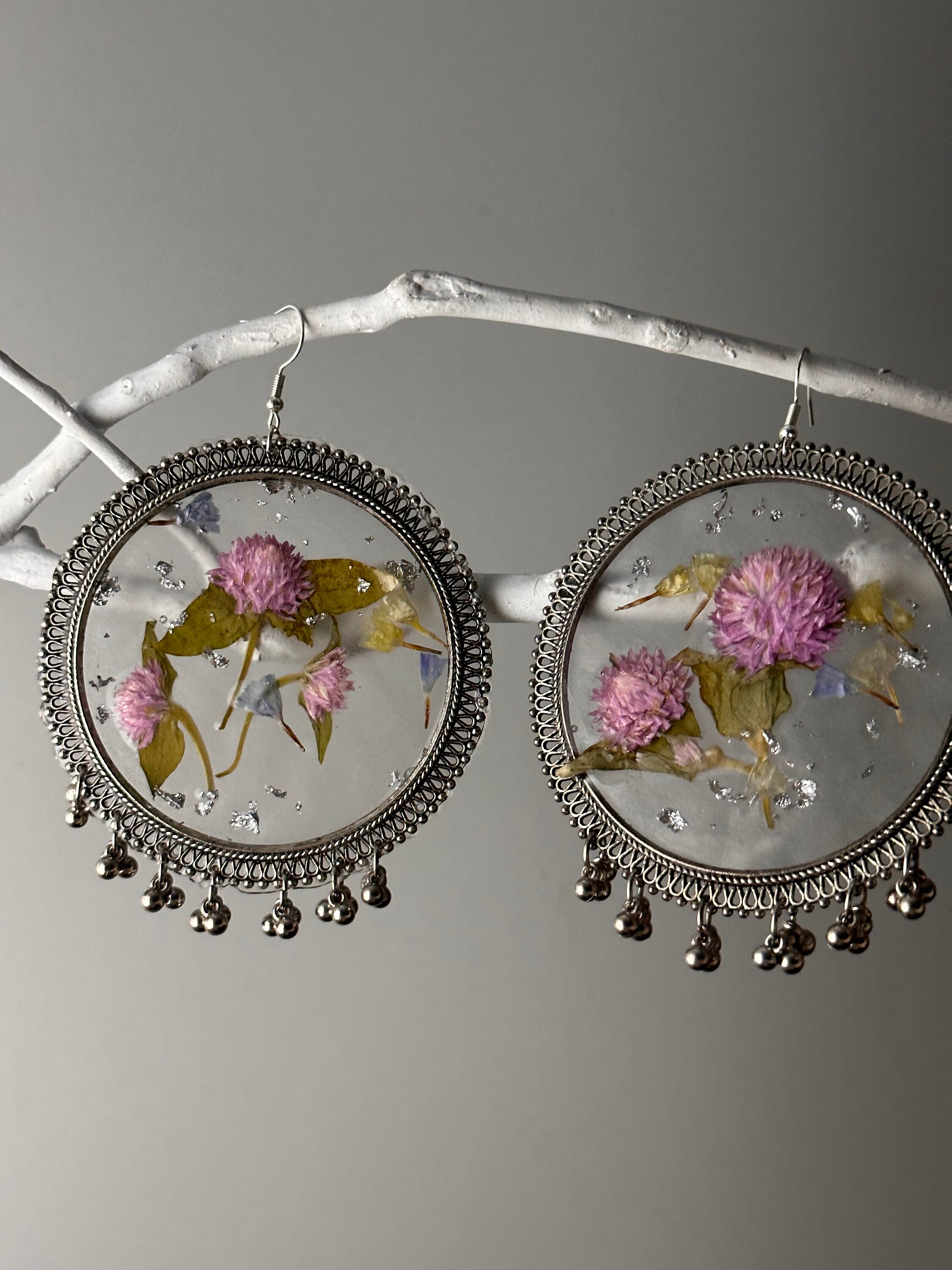 Big Statement Jhumkay Earrings, Floral Resin Jhumka, Silver Jhumki Sets ...
