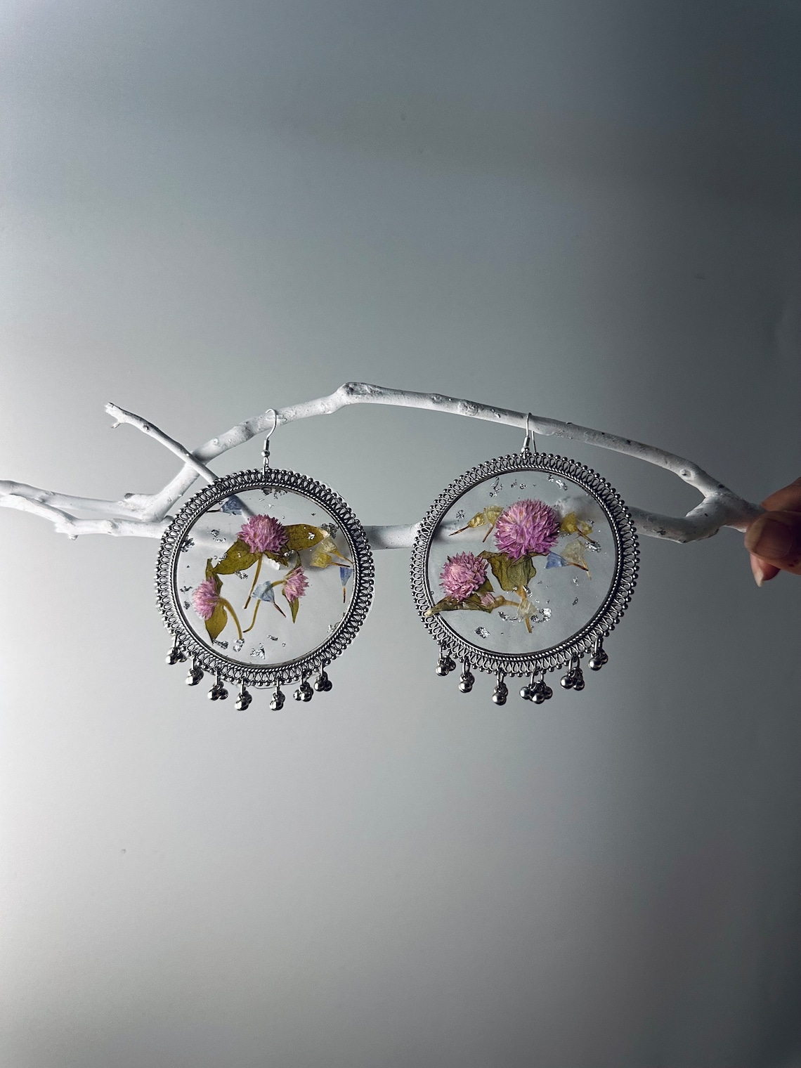 Big Statement Jhumkay Earrings, Floral Resin Jhumka, Silver Jhumki Sets ...