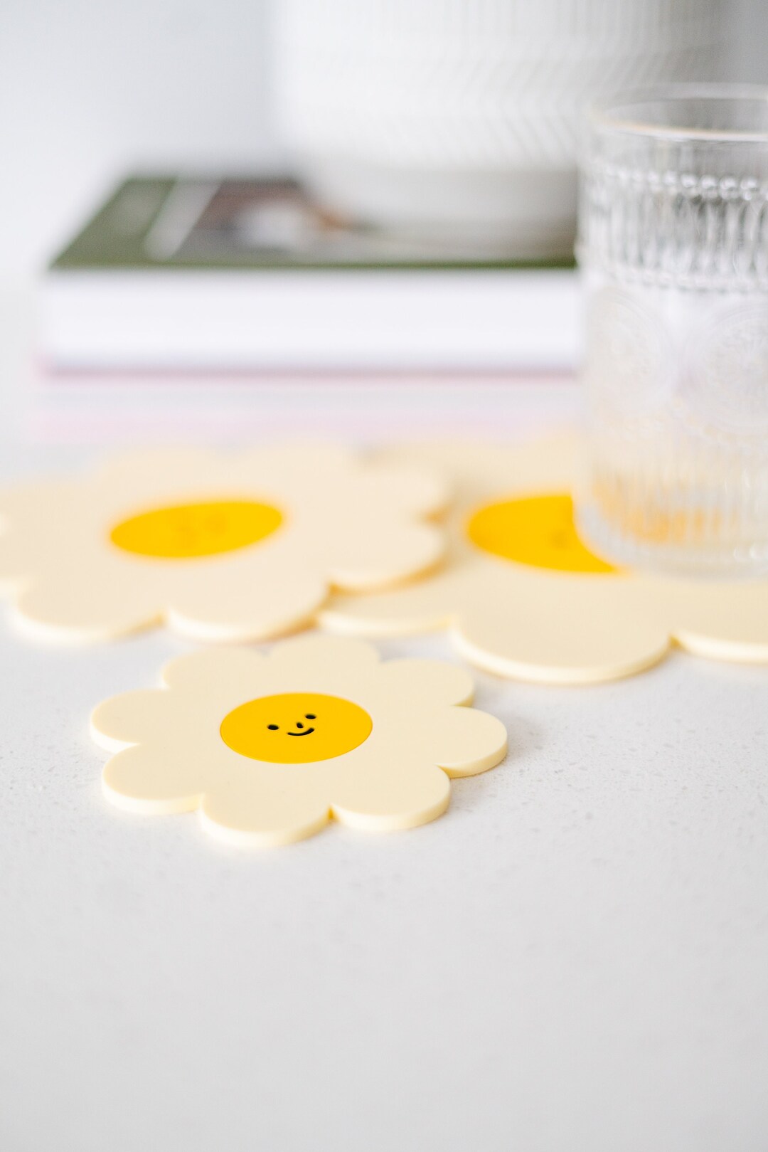 Cute Smiley Flower Coaster, Sunflower PVC Colorful Coaster small - Etsy
