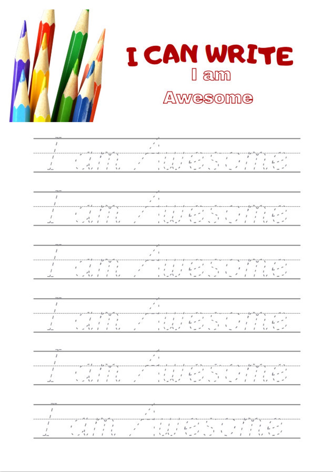 Digital I Can Write Worksheet - Etsy