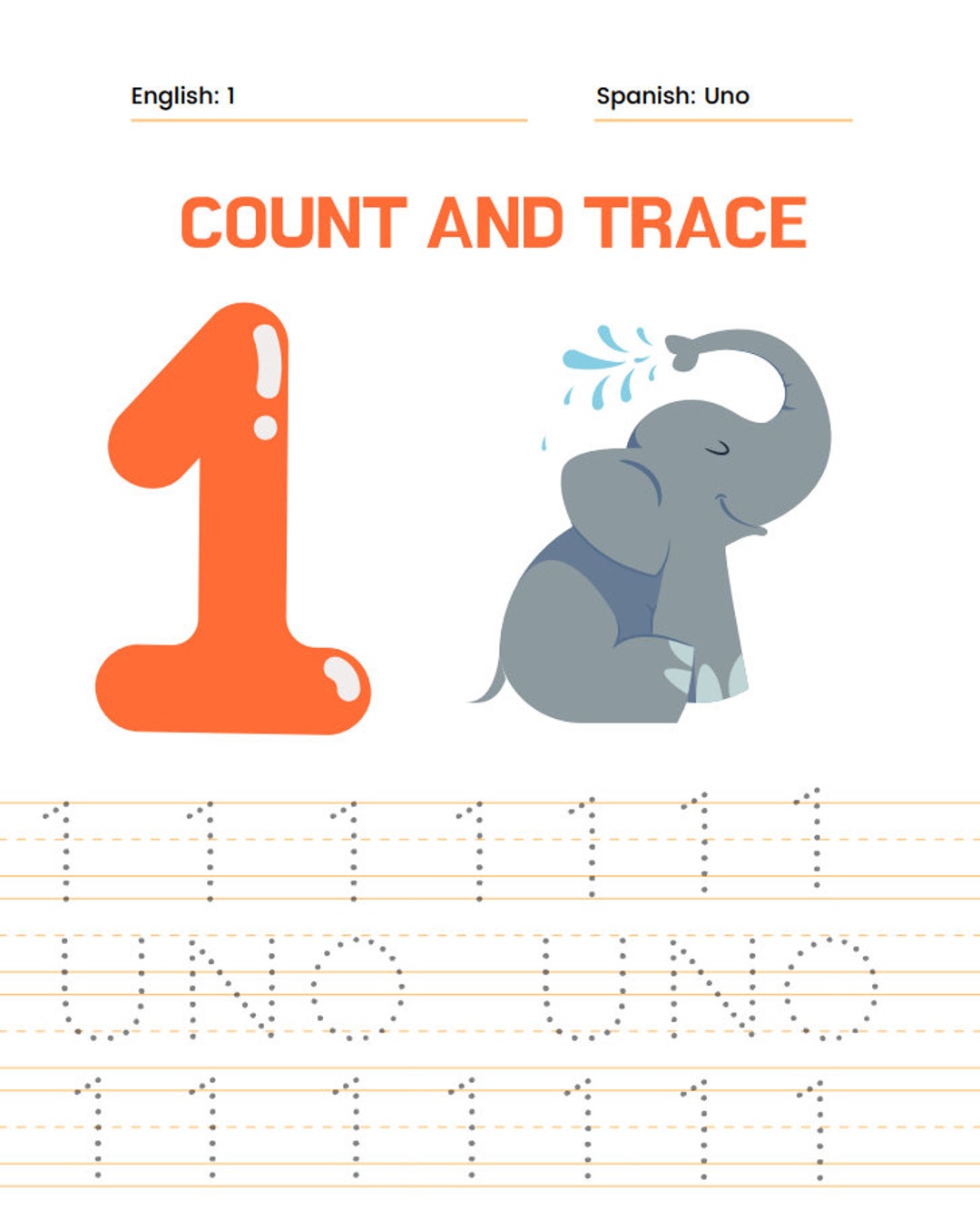 Count and Trace Numbers 1-9 English/spanish - Etsy