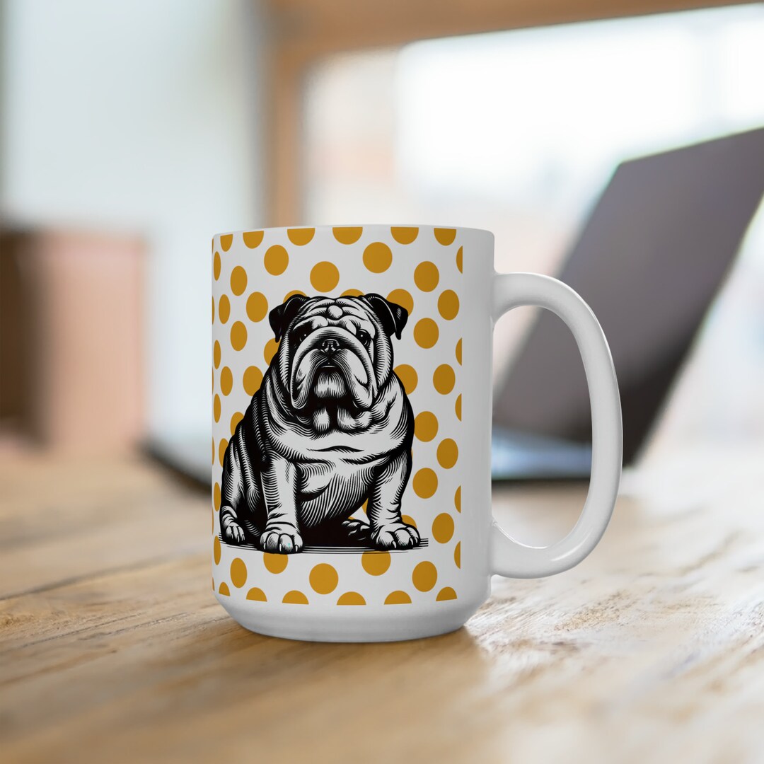 English Bulldog Ceramic Coffee Mug: Happy Face, 15 Oz - Etsy