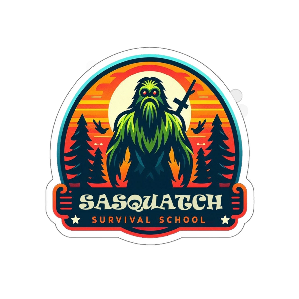 Sasquatch Kiss-cut Sticker Big Foot Sticker Sasquatch Survival School ...