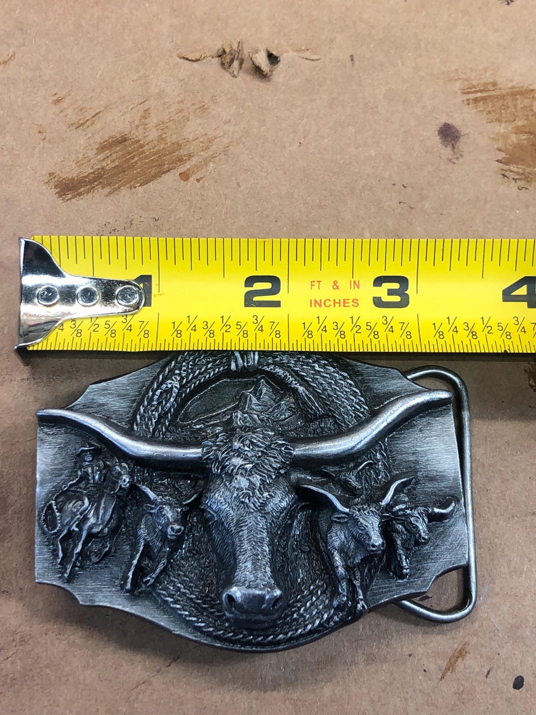 Belt Buckle of Long Horn Steer and Cowboy Siskiyou Buckle Company USA ...