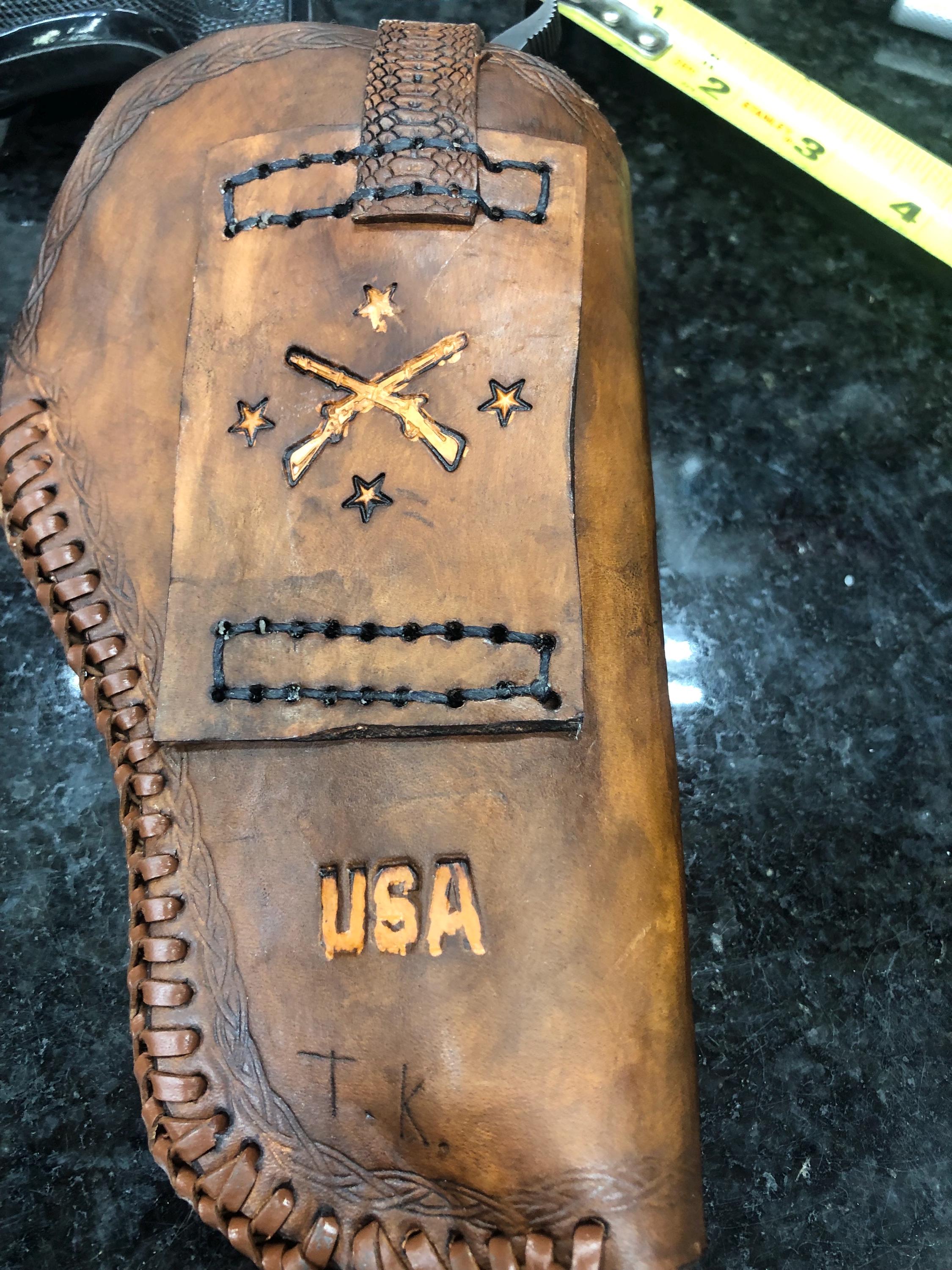 Leather Revolver Holster Left Handed Hand Made by Myself Hand Carved ...