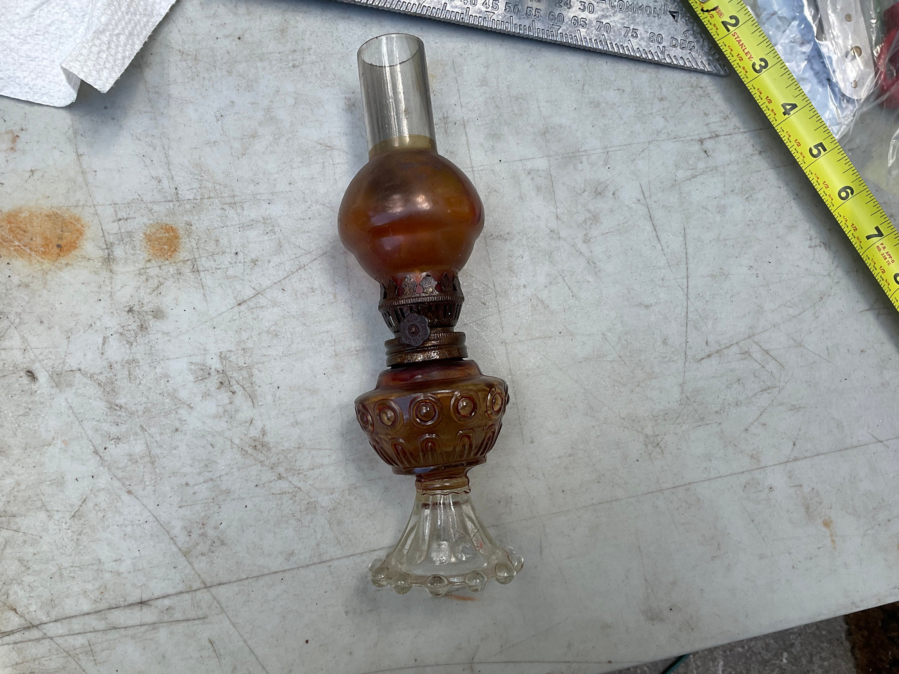 Vintage Small Oil Lamp Made in Hong Kong Smoked Glass All Parts Work - Etsy