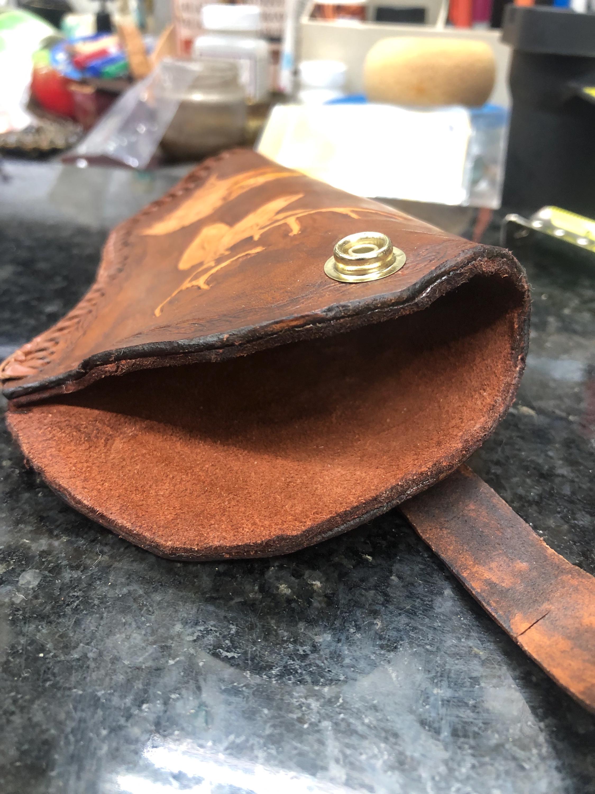Leather Revolver Holster Left Handed Hand Made by Myself Hand Carved ...