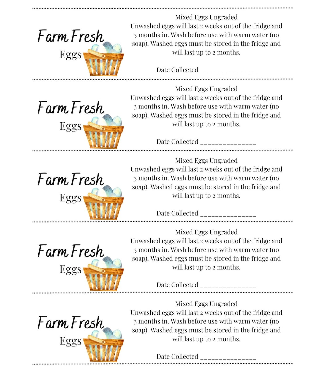 Egg Handling Label Egg Care Instructions Digital Homestead Chickens ...