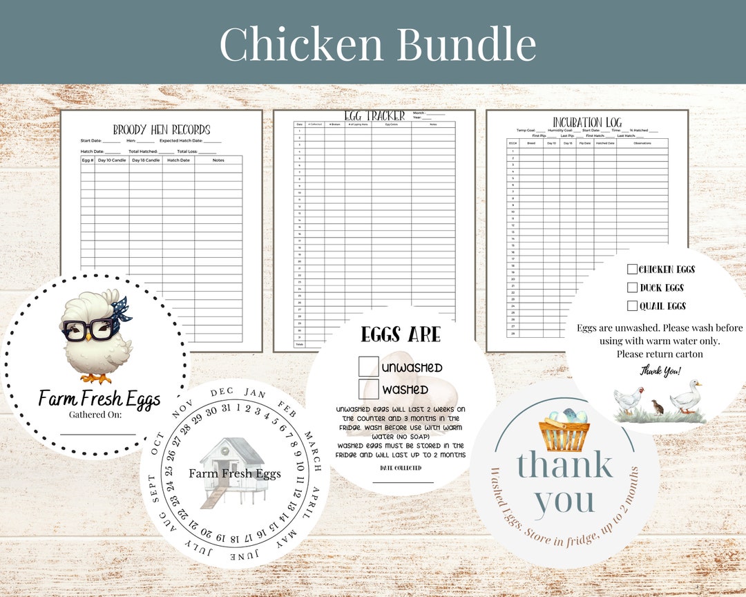 Egg Carton Label Bundle Stickers Egg Log Incubation Log Farm Fresh Eggs ...
