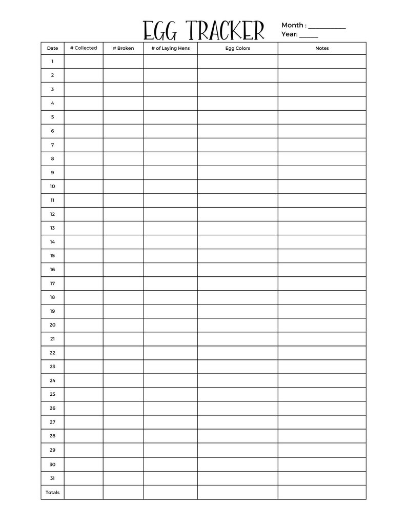 Egg Production Sheets Incubation Log Broody Hen Record Printable Egg ...