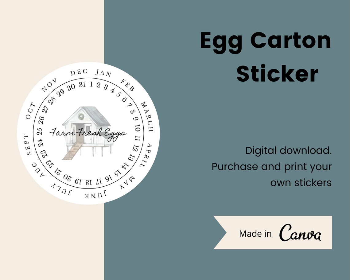 Egg Date Sticker Farm Fresh Egg Sticker Download Print Your - Etsy