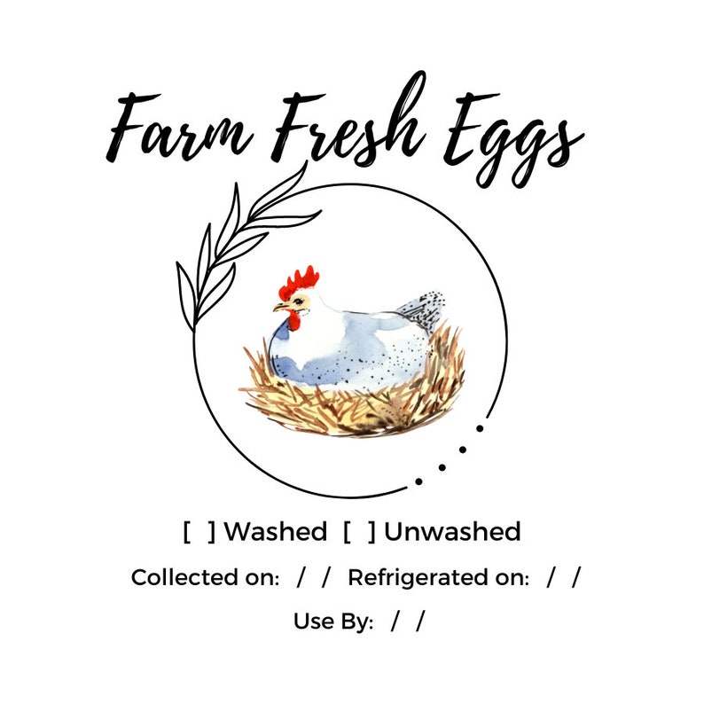 Farm Fresh Egg Printable Egg Date Sticker Egg Carton Label Chickens ...