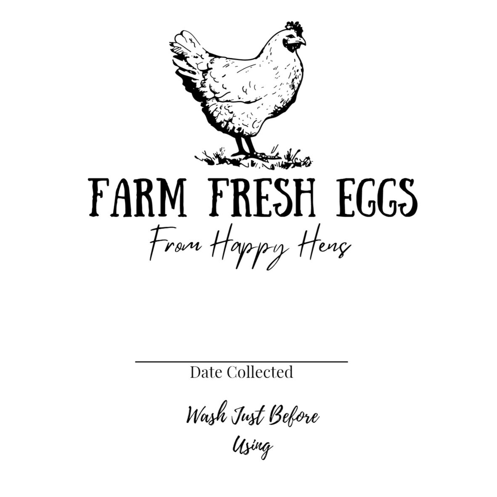 Farm Fresh Eggs Carton Sticker Happy Hens Gathered With Care Chickens ...