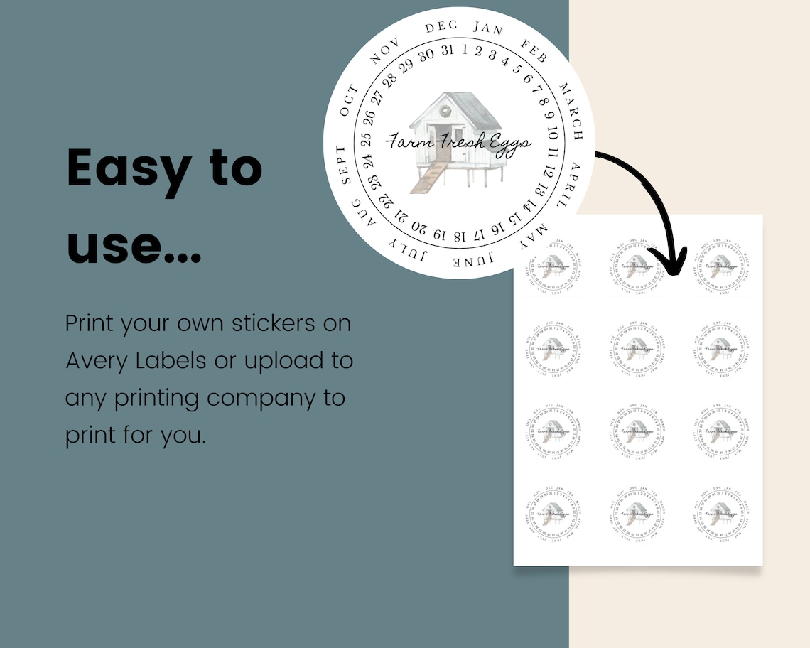 Egg Date Sticker Farm Fresh Egg Sticker Download Print Your - Etsy