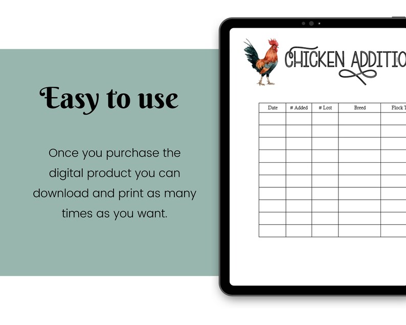 Printable Chicken Record Log Printable Chicken Journal Chicken Eggs ...
