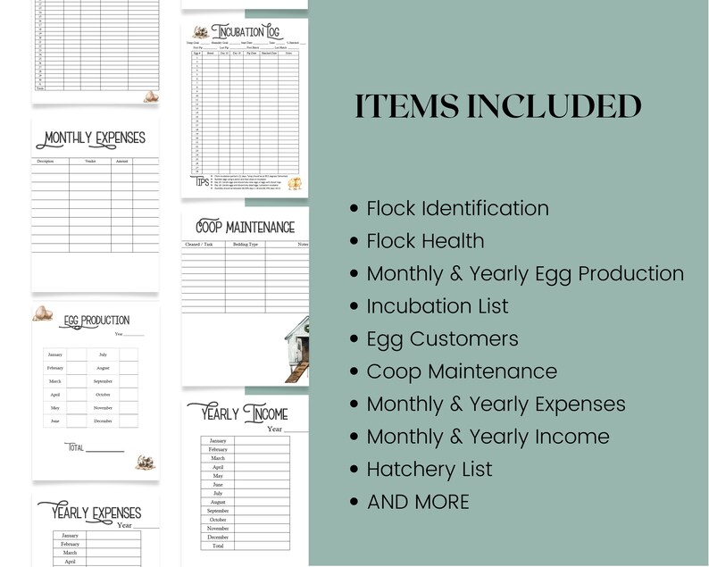 Printable Chicken Record Log Printable Chicken Journal Chicken Eggs ...