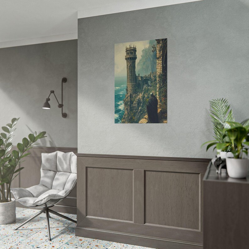 Medieval Cliffside Castle Rolled Poster | Fantasy Landscape - Etsy
