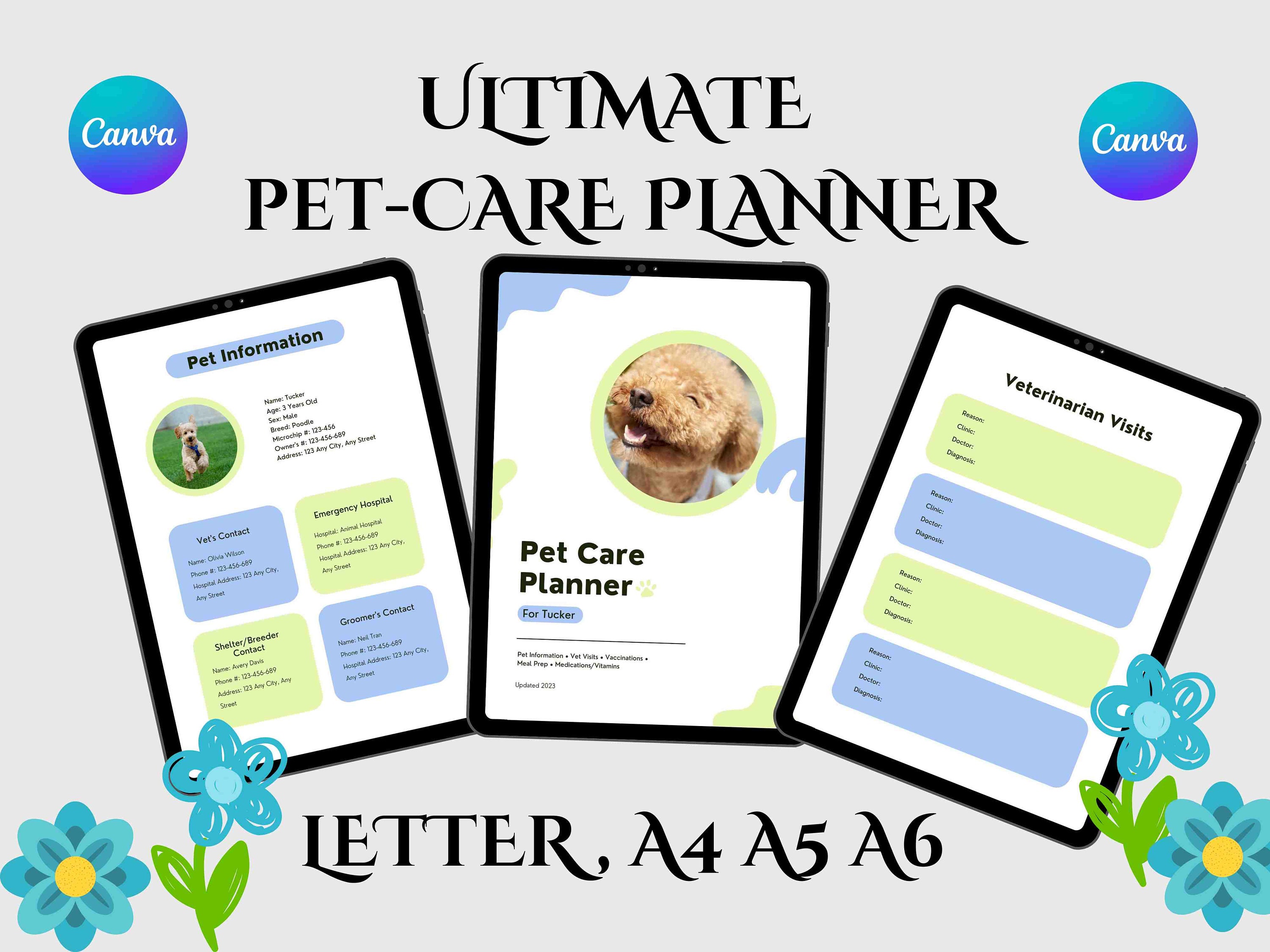 Printable Pet Planner, Fillable Pet Planner, Pet Care Planner, Pet ...