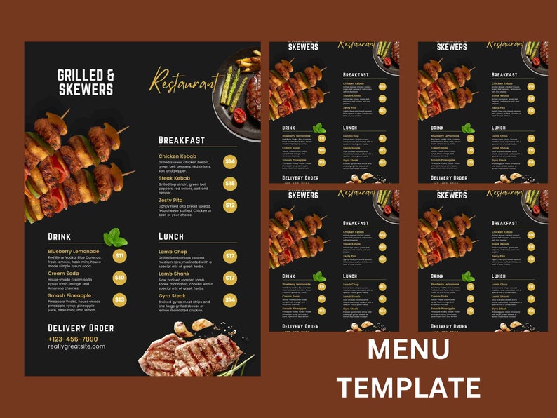 Restaurant Menu Template, Canva Template, Editable Menu, Price List, A4 ...