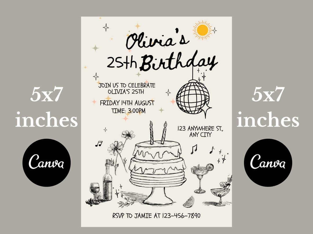 Simple Birthday Invite, Bright and Cheerful Party, Invitations ...