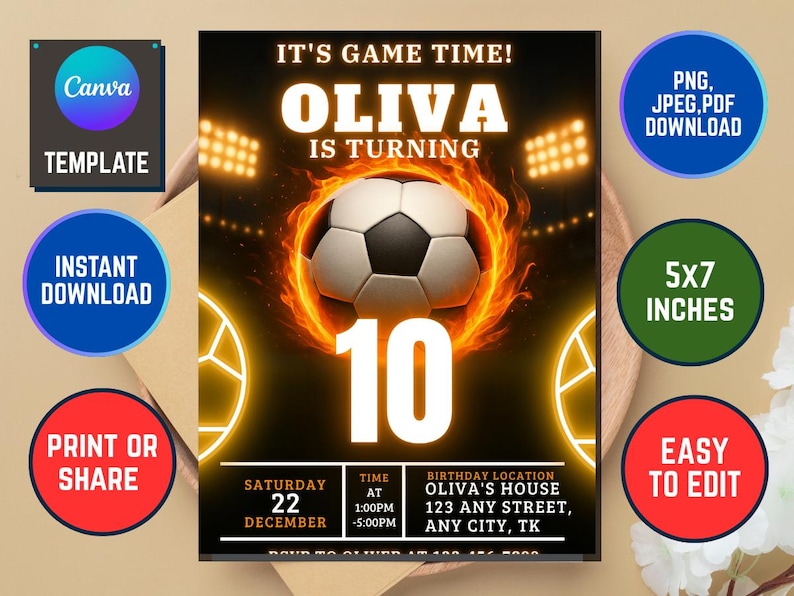 Editable Football Birthday Invitation, Sports Party Game Day Invite ...