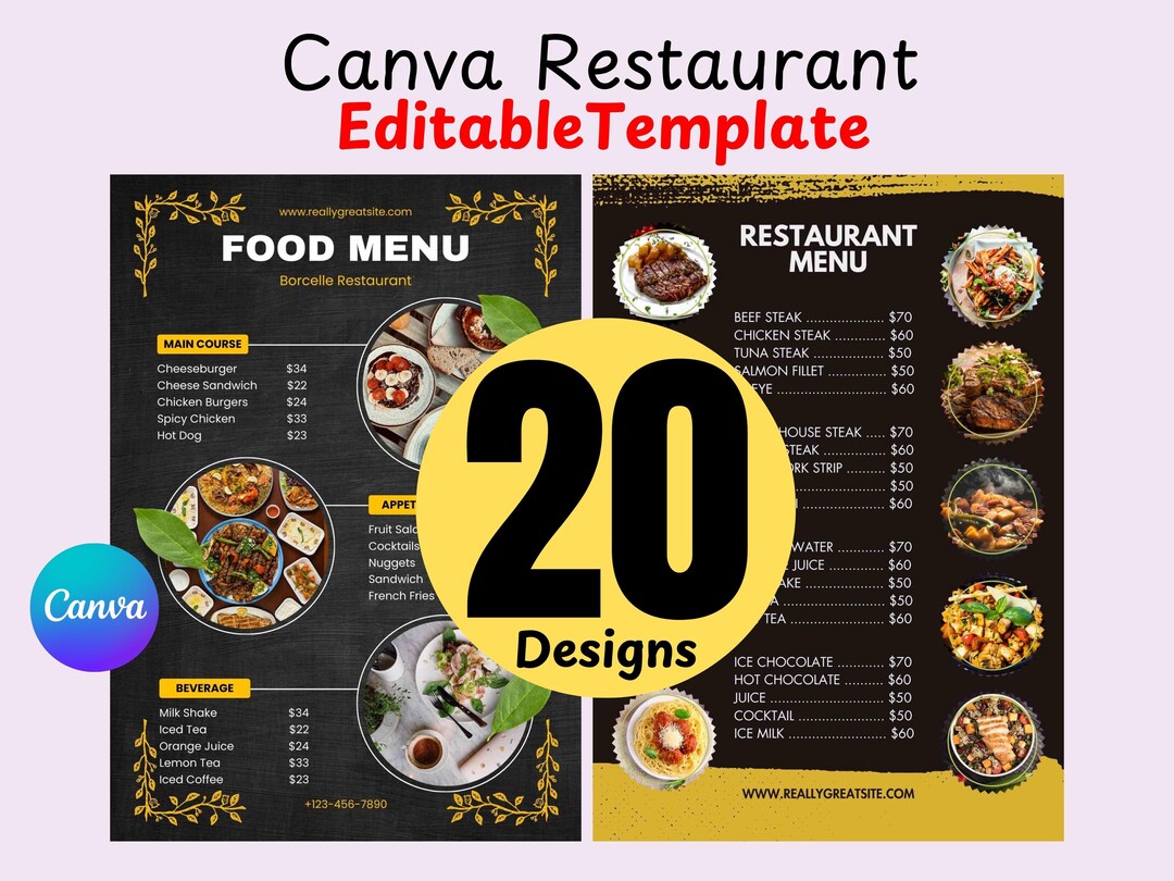 20 Restaurant Menu Template, A4 Size Menu, Cafe Menu,food Menu Template ...