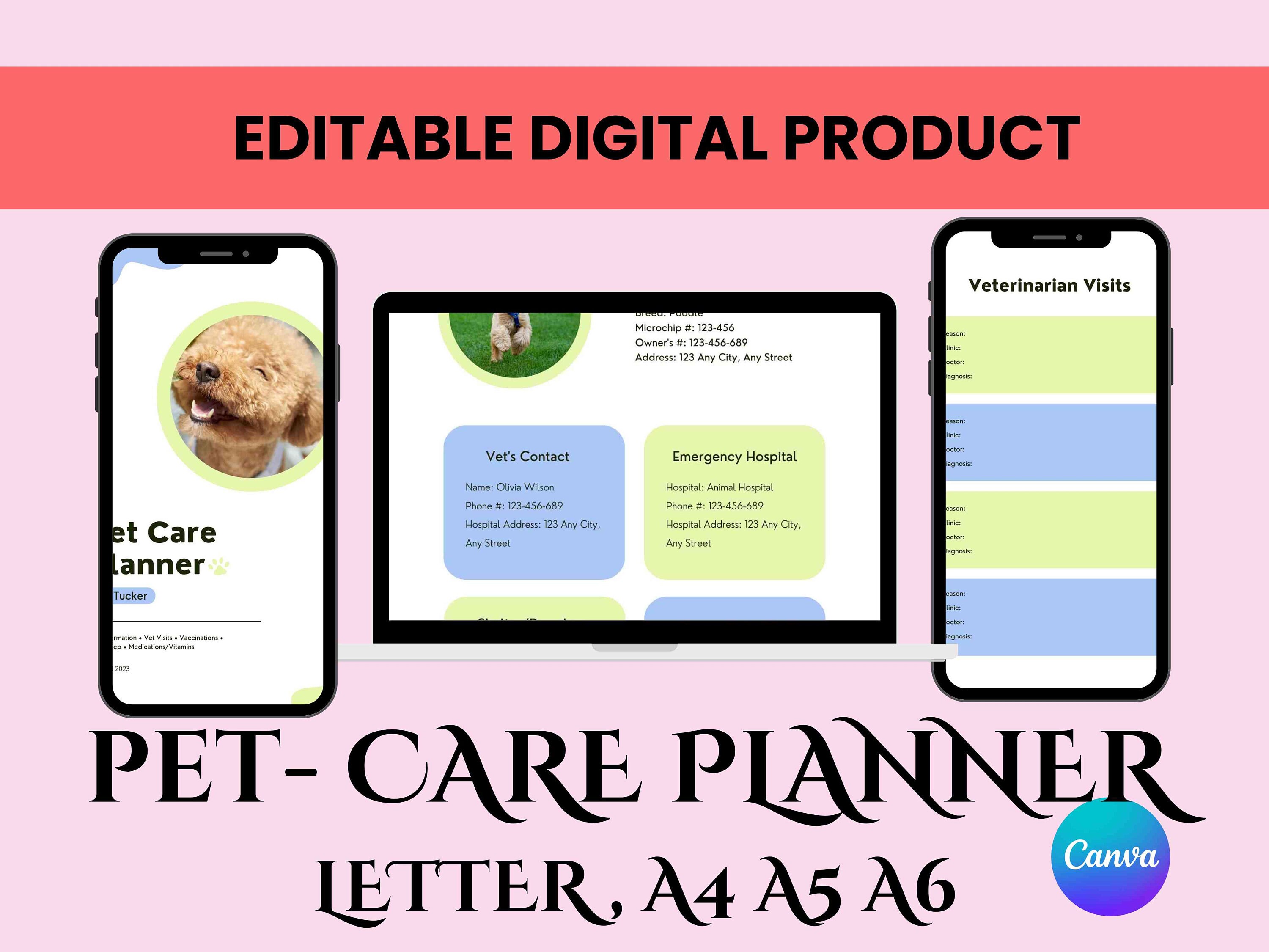 Printable Pet Planner, Fillable Pet Planner, Pet Care Planner, Pet ...