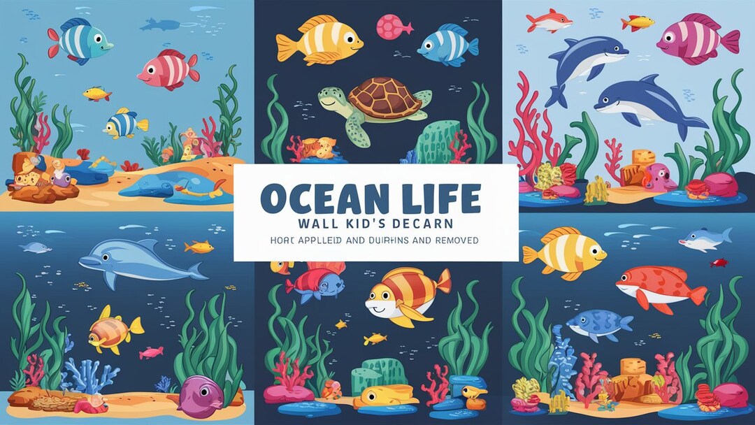 5 Ocean Wall Decal, Watercolor Decal Set, Nursery, Peel and Stick ...